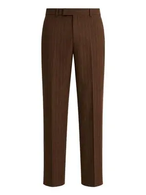 LUROQ LONDON Linear Pinstripe Tailored Trousers - Brown