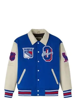 OVO X Nhl New York Rangers Varsity Jacket - Blue
