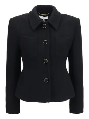 Chloé Cropped Single-breasted Blazer With Fabric Buttons - Black