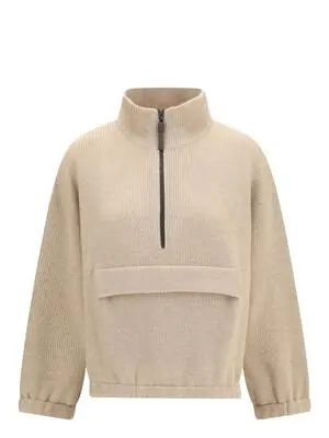 Brunello Cucinelli Brunello Cucinelli Cashmere Half-Zip Sweater Beige