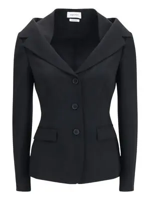 Alexander McQueen Structured Off-shoulder Jacket With Harness Detail - Black
