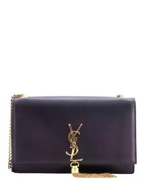 Saint Laurent Classic Monogram Tassel Leather Medium Crossbody Bag - Black