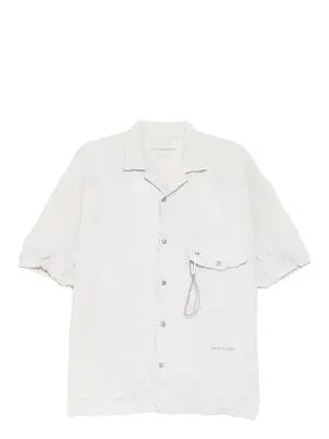 AND WANDER Washer Pleated Short-sleeve Shirt - Neutrals