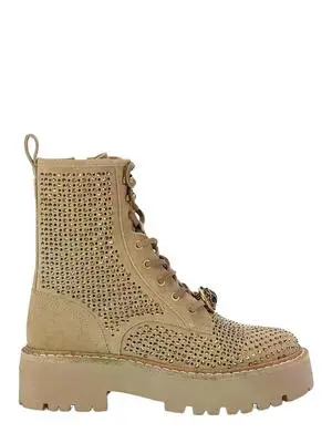 Kurt Geiger Chelsea Crystal-embellished Perforated Boots - Neutrals