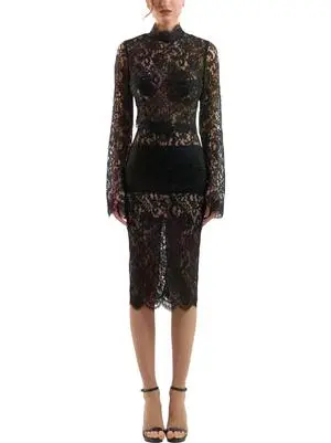 IMROSKA Lace-up Floral-lace Blouse - Black
