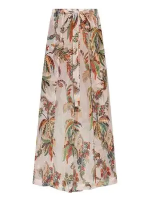 Etro Paisley Print Slit Detail Palazzo Pants - Neutrals