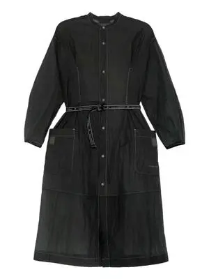 AND WANDER Sheer Ripstop Band Collar Shirt - Black