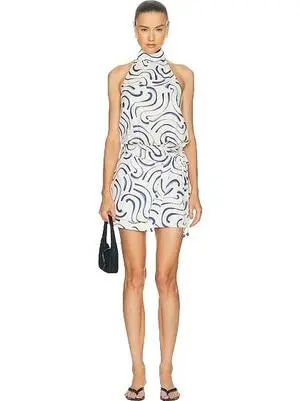Alexis Sirenza Dress With Halterneck And Wrap Tie - Blue Wave