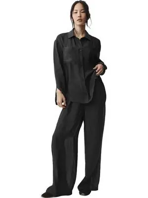Alo Yoga Semi-sheer Golden Hour Button Down Long Sleeve Top - Black