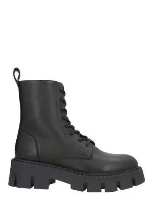 COPENHAGEN  Leather Ankle Boots With Block Heel And Lug Sole - Black