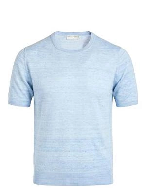 FILIPPO DE LAURENTIIS Filippo De Laurentiis Linen & Cotton Crewneck Sweater Blue