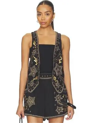 SPELL Embellished Black Vest - Midnight