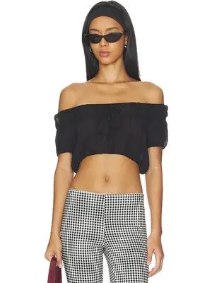 Frankies Bikinis Paulina Chiffon Off-the-shoulder Blouse - Black