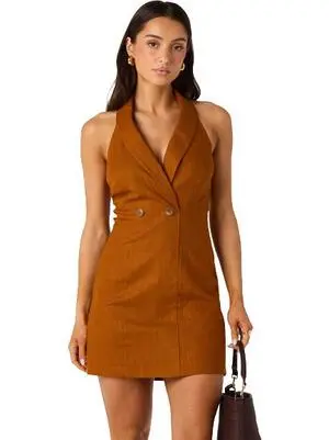 Astr The Label Halter Blazer Mini Dress - Rust