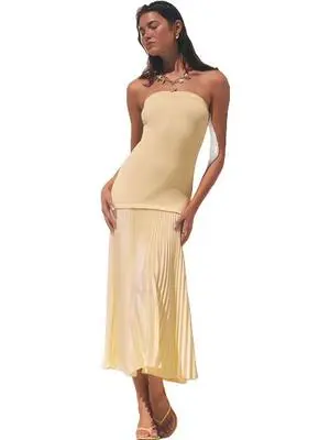 Astr The Label Selune Mixed Media Maxi Dress - Yellow