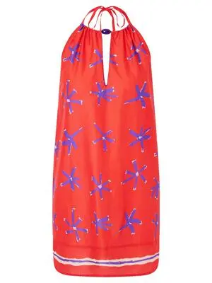 Staud Dani Floral-print Cotton Mini Dress - Red