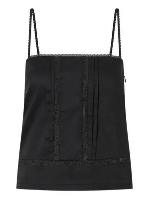 Staud Corinna Lace-trimmed Cotton Top - Black