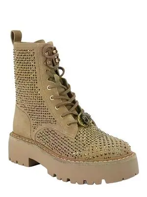 Kurt Geiger Chelsea Crystal-embellished Perforated Boots - Neutrals