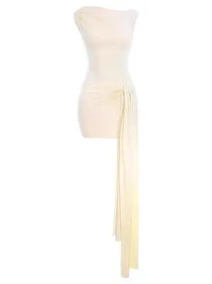 AXEL 113 Tina Draped Mini Dress - Neutrals