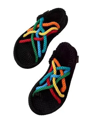 BOHONOMAD Interwoven Rope Sandals - Black