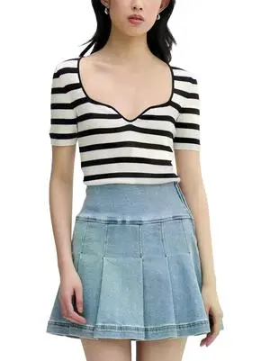 From Future Striped Sweetheart Neck T-shirt - Blue