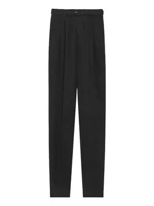 Saint Laurent Belted Pleated Trousers - Black