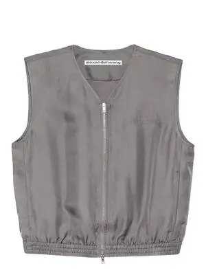 Alexander Wang Zip-up Silk Vest Top - Grey