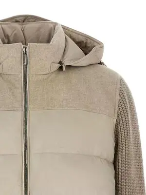 MOORER Quilted Panelled Hooded Jacket - Neutrals