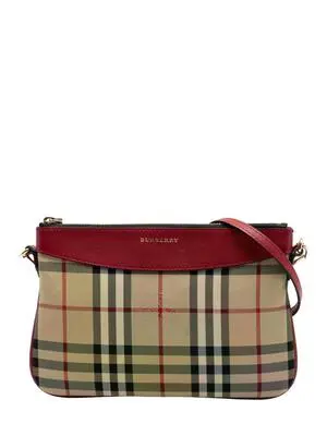 Burberry Peyton Haymarket Check Canvas Crossbody Bag - Red