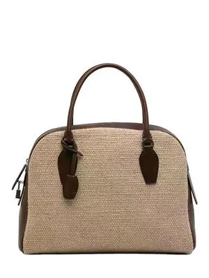 THE ROW 2010-2026 Leather Trimmed Canvas India 12 Handbag Neutrals