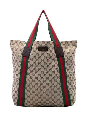 Gucci Gg Canvas Web Tote Bag - Neutrals