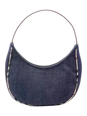 BURBERRY Burberry House Check Trimmed Denim Shoulder Bag