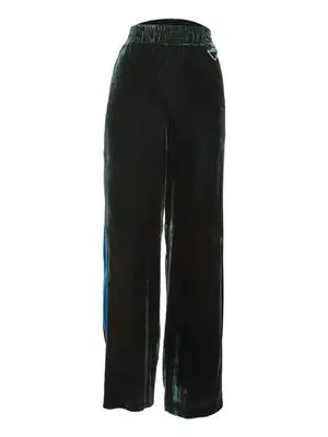 DION LEE Velvet Side-stripe Trousers - Green