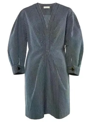 Sandro Striped Plunge-neck Dress - Blue