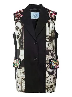 Prada Embellished Vest - Black