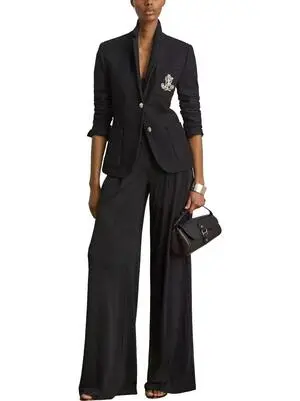 Ralph Lauren Pleated Stretch-jersey Wide-leg Trousers - Black