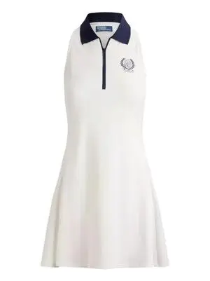 Polo Ralph Lauren Logo Crest Quarter-zip Racerback Dress - White