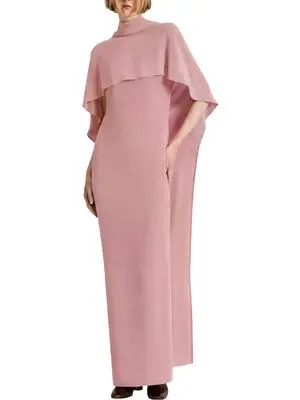 Alberta Ferretti Cape Overlay Tie-back Maxi Dress - Pink