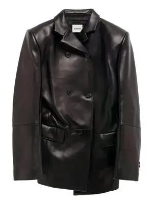 Khaite Double-breasted Leather Blazer - Black