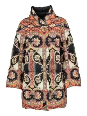 Etro Paisley-print Puffer Coat - Black