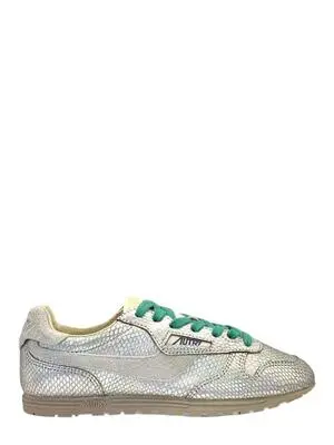 AUTRY Snakeskin-effect Metallic Sneakers - Silver