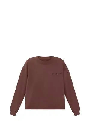 MAISON MARGIELA Logo-print Raw-edge Sweatshirt - Brown