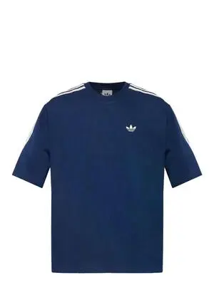 ADIDAS Logo-embroidered Stripe-detail T-shirt