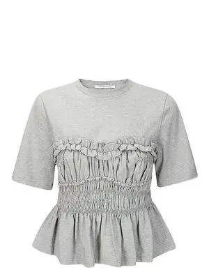Cecilie Bahnsen Vilde Ruffled Peplum T-shirt - Grey