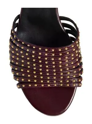 Khaite Drew Sandals In Bordeaux-leather With Gold Studs - Red