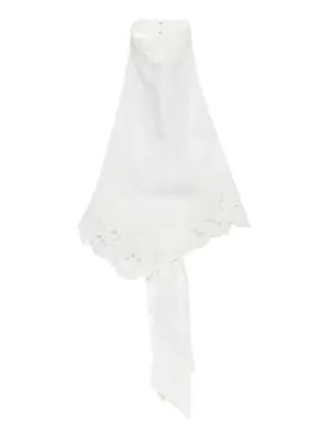 SIR. Broderie Anglaise Halterneck Blouse - Brown