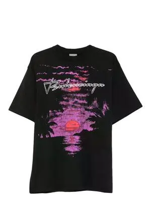 Balenciaga Graphic Print Distressed T-shirt - Black