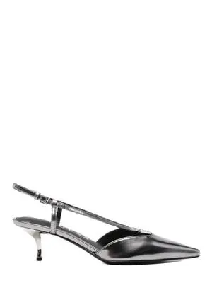 Guess Pointed-toe Slingback Pumps With Metallic Finish - Silver