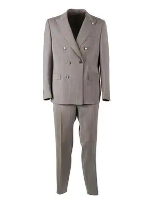 BRANDO Double-breasted Pinstripe Suit - Grey