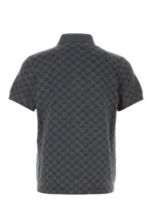 Gucci Gg Wool Silk Jacquard Polo Shirt - Grey